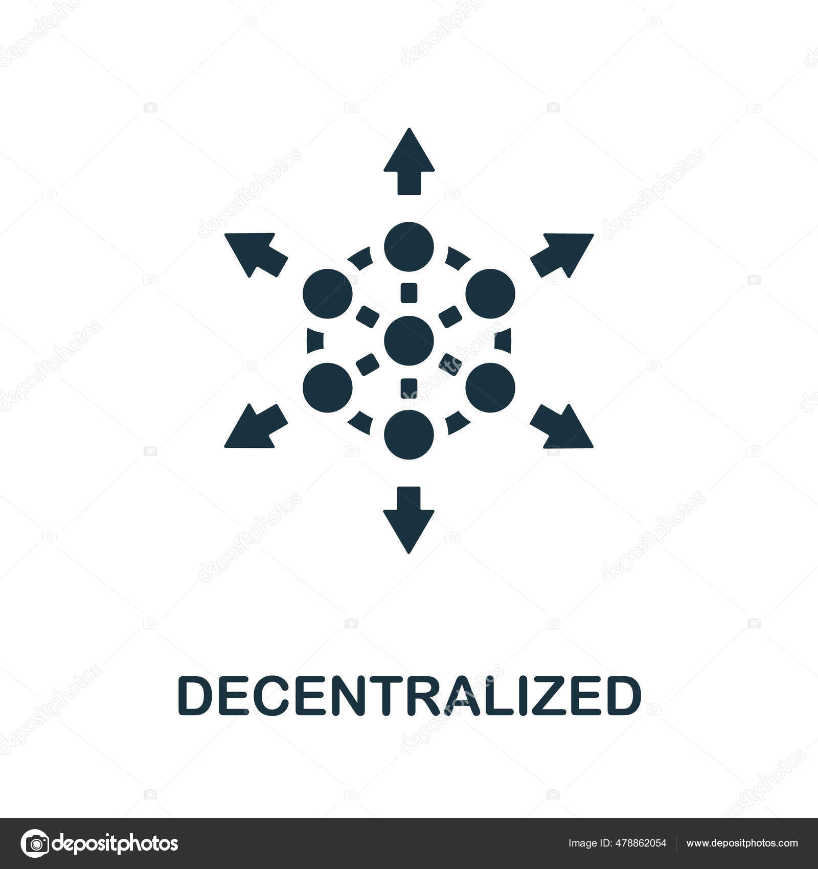 Decentralized icon. Simple creative element. Filled monochrome ...