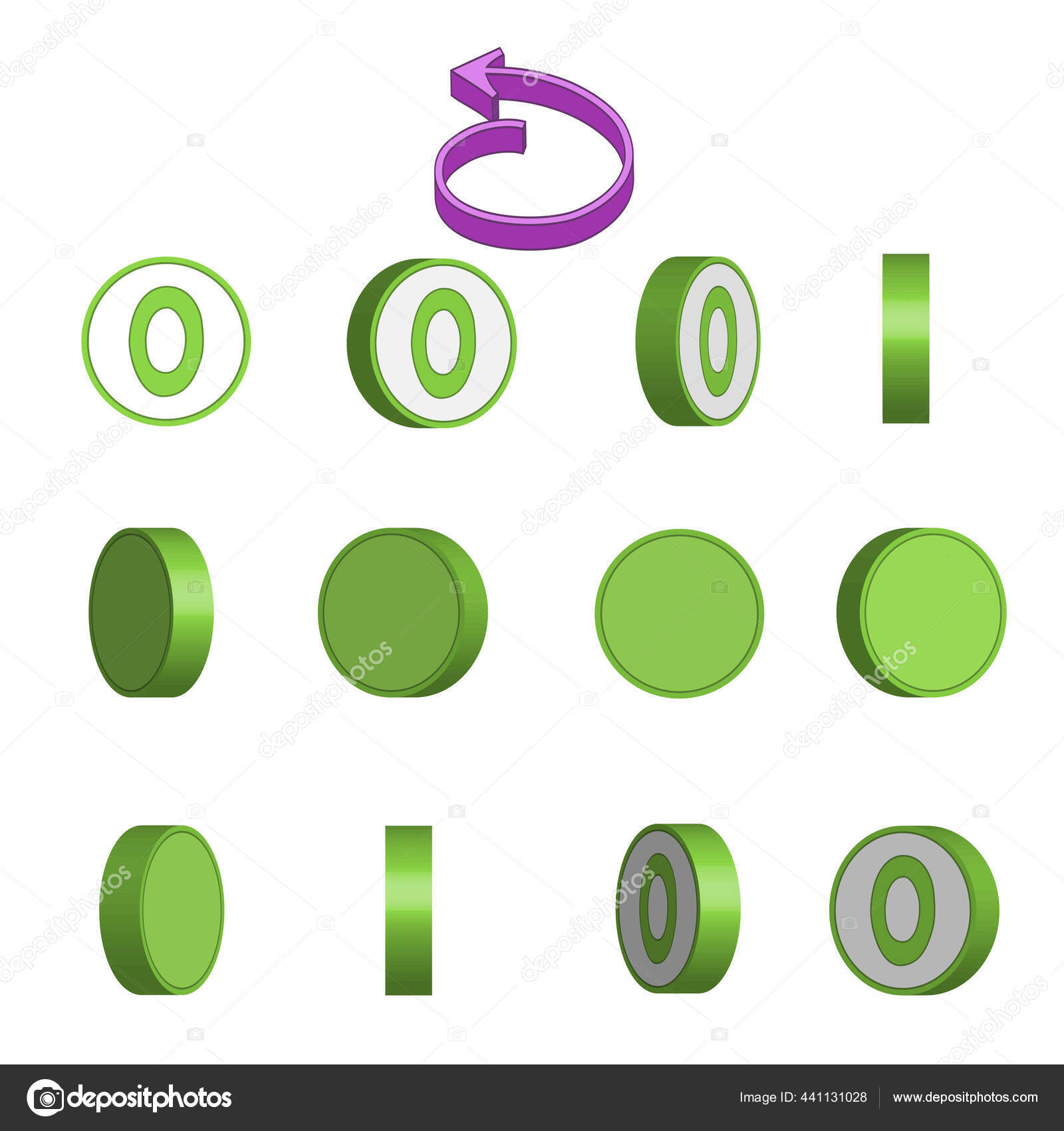 Number Circle Rotation Sequence Sprite Sheet White Background Vector ...