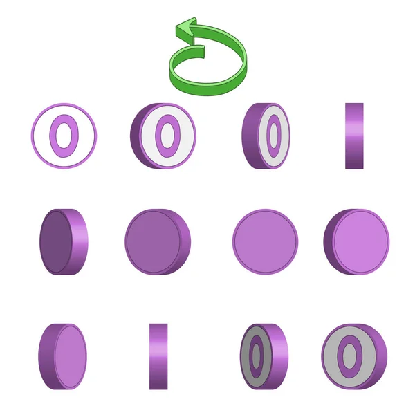 Number Circle Rotation Sequence Sprite Sheet White Background Vector ...