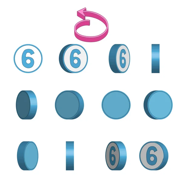 Number Circle Rotation Sequence Sprite Sheet White Background Vector ...
