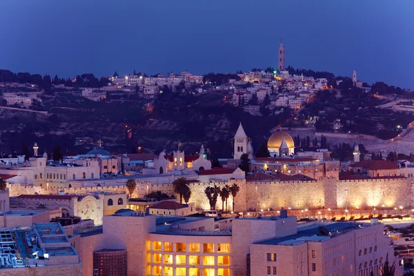 Panorama - Old City at Night, Jerusalem — Stock Photo © Rostislavv ...