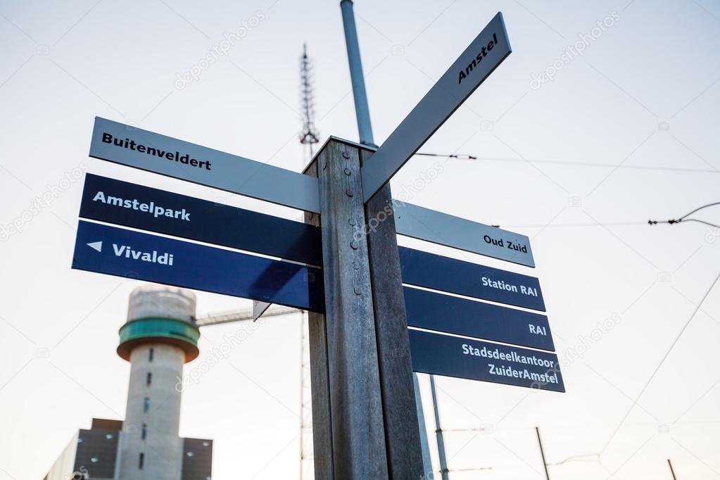 Street Road Signs Navigation System, Amsterdam Stock Photo by ...