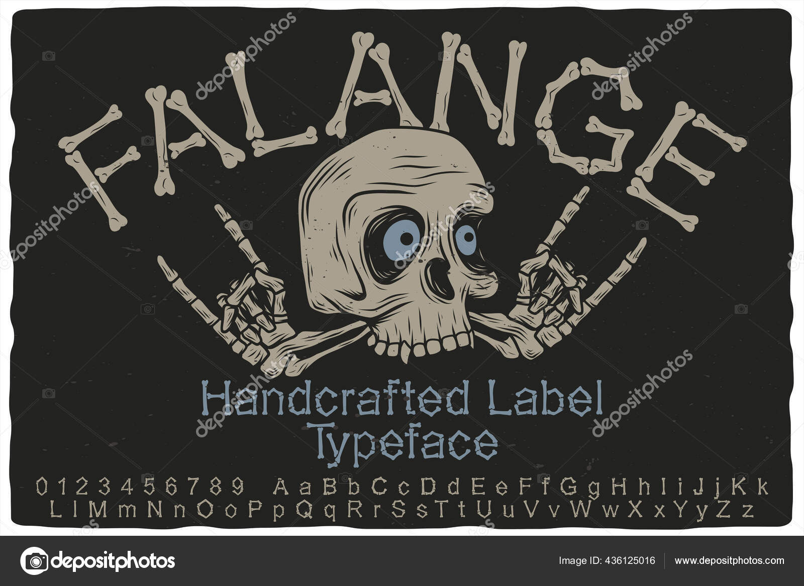 Hand Drawn Label Font Named Falange Retro Typeface Letters Numbers ...