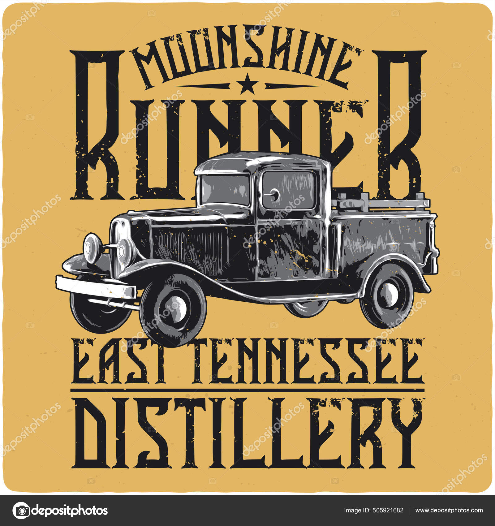 Shirt Poster Design Illustration Bootlegger's Truck Stock Vector by ...