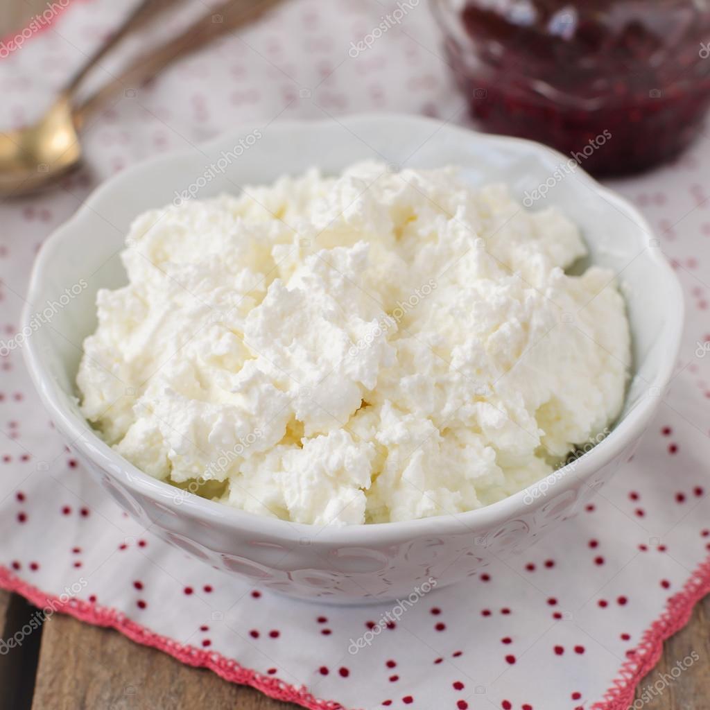Cottage Cheese (Quark, Cream Cheese, Curd) in a White Bowl Stock Photo ...