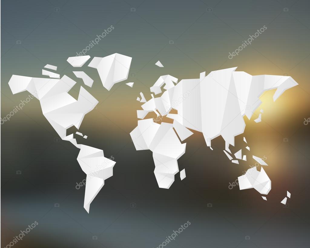 Mapa světa bílá origami Stock Vector od © mdesignstudio 95480418