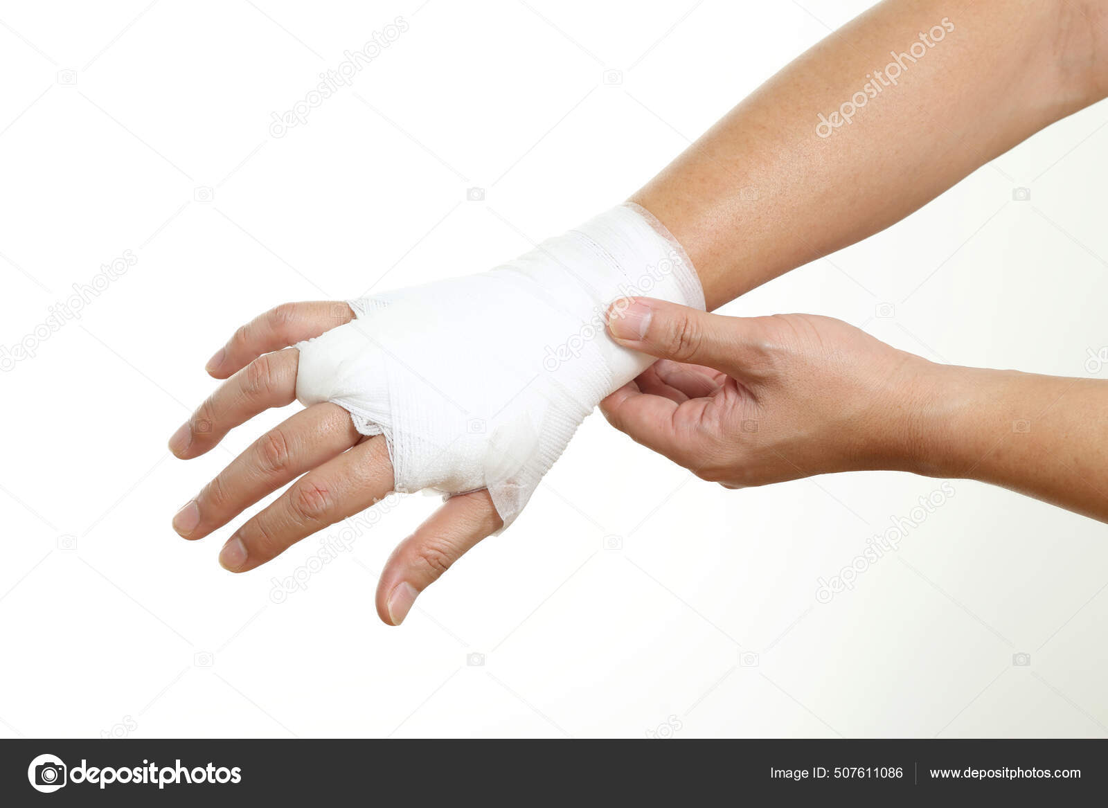 Human's Hand Bandage White Background — Stock Photo © kimberrywood ...