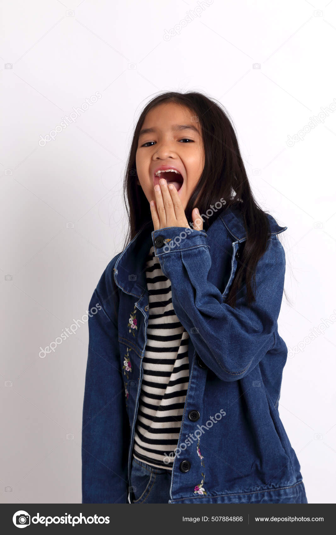 Asian Girl Standing White Background — Stock Photo © kimberrywood ...