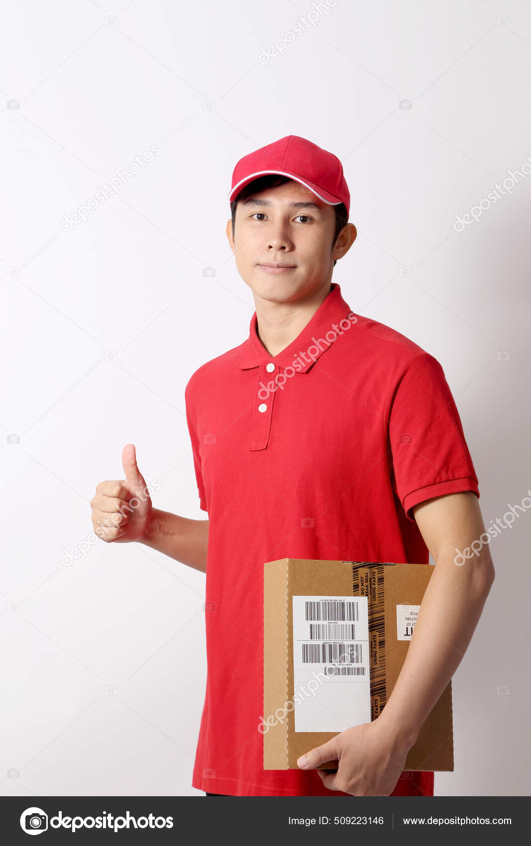 Asian Postman White Background — Stock Photo © kimberrywood #509223146