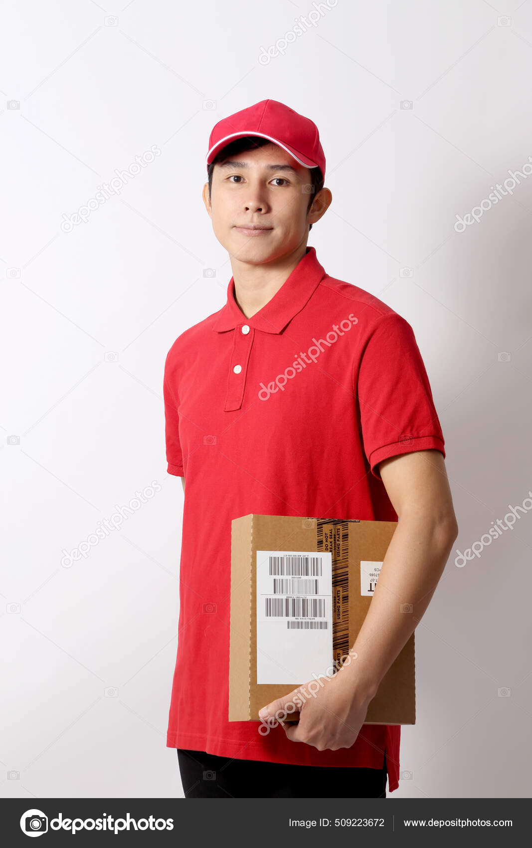 Asian Postman White Background — Stock Photo © kimberrywood #509223672