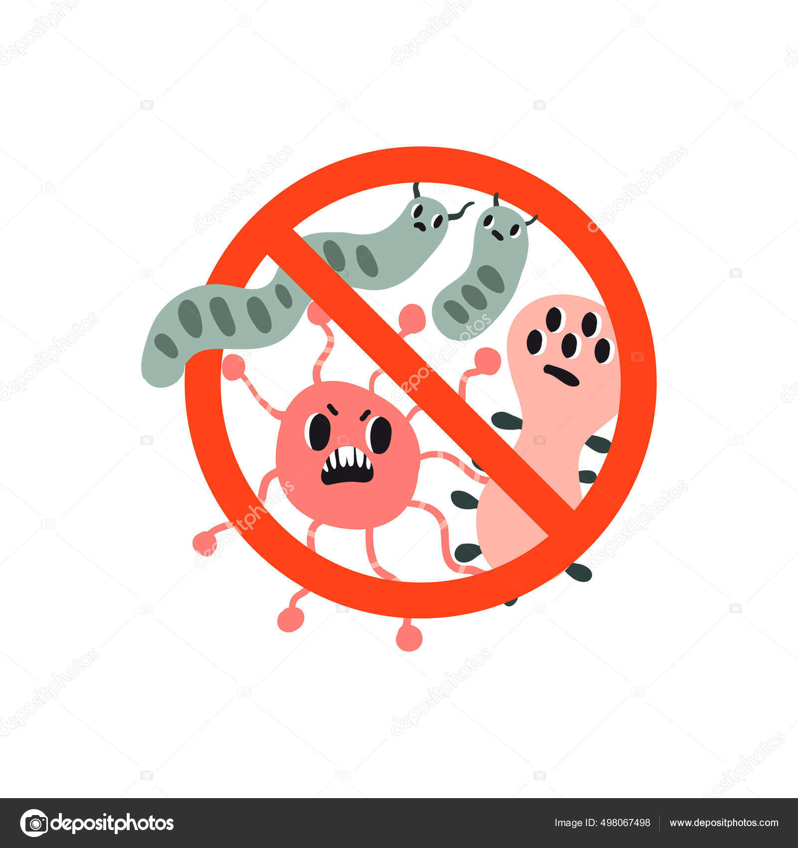 Kawaii Infection Bacteria Virus Germ Pathogen Angry Faces Stop Bacteria ...