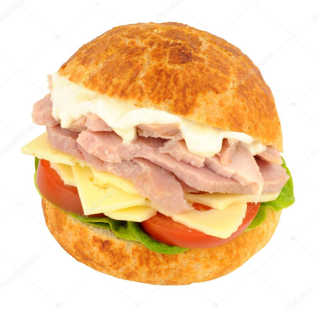 Chunky Ham And Cheese Sandwich Roll — Stock Photo © philkinsey #116093366