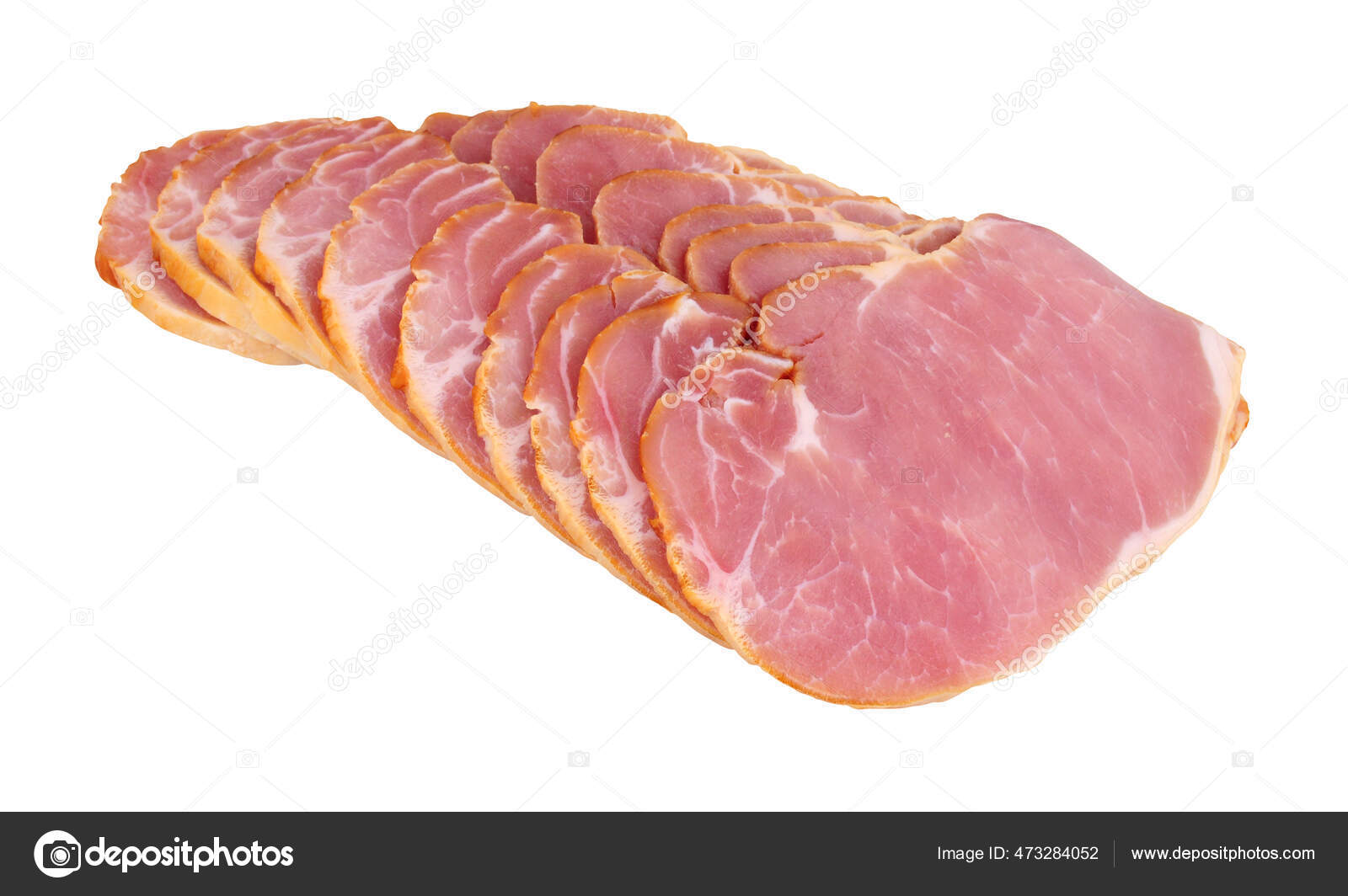 Raw Smoked Bacon Medallion Rashers Isolated White Background — Stock ...