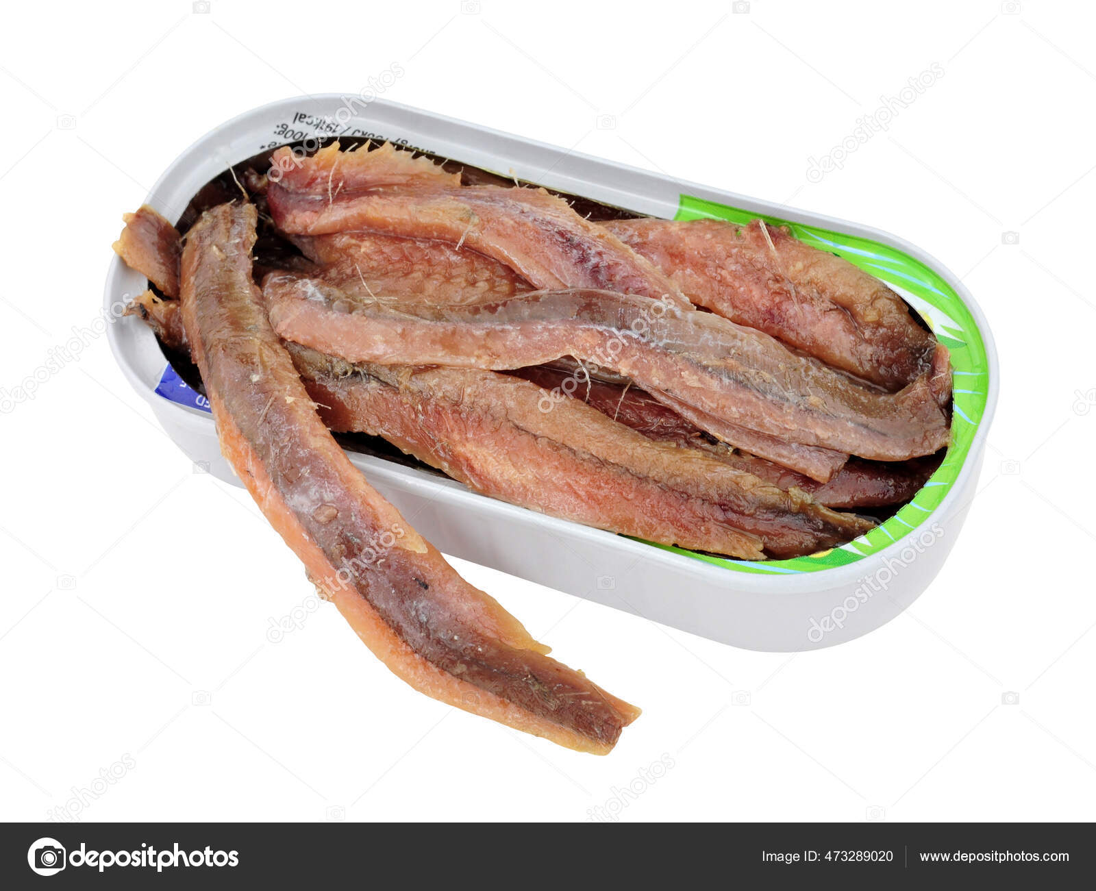 Tinned Anchovy Fish Fillets Isolated White Background — Stock Photo ...