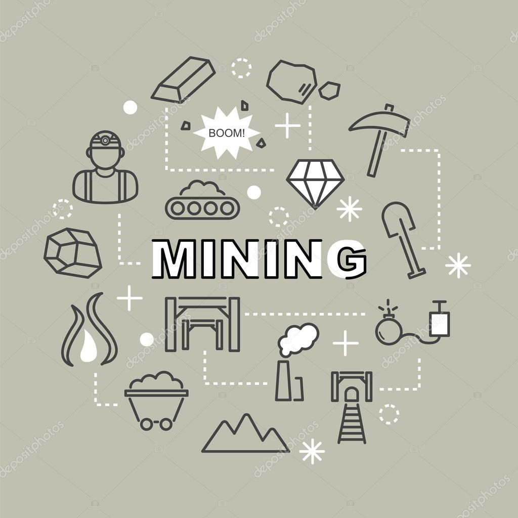 Mining minimal outline icons Stock Vector Image by ©tulpahn #106488628