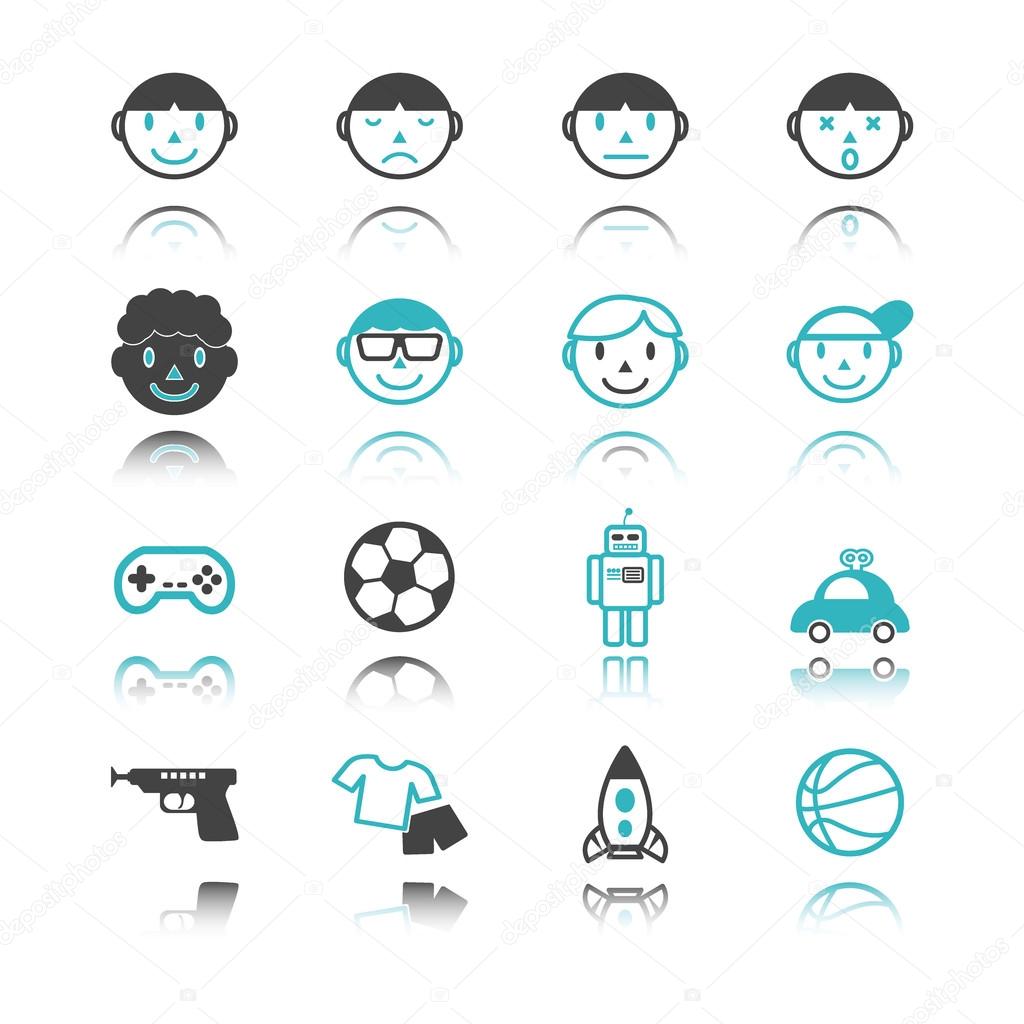 Boy icons with reflection Stock Vector Image by ©tulpahn #123050902