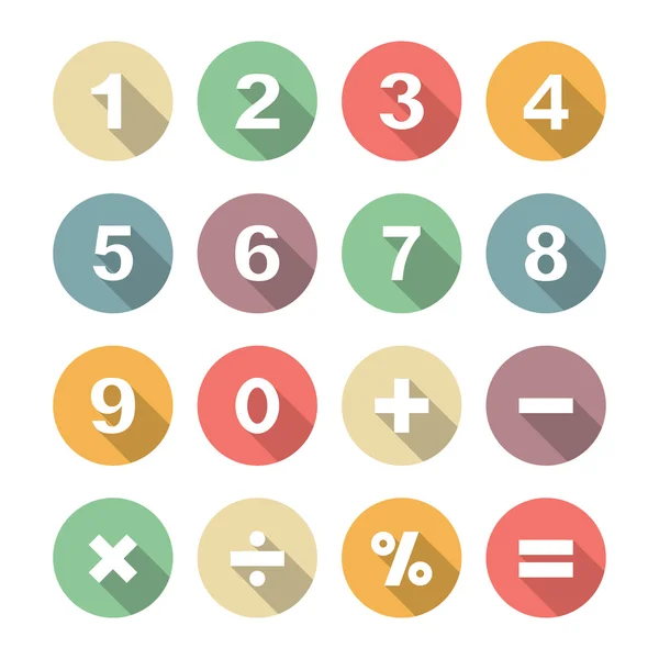 Numbers and Math Symbols Flat Icons Set with long shadow Stock Vector ...