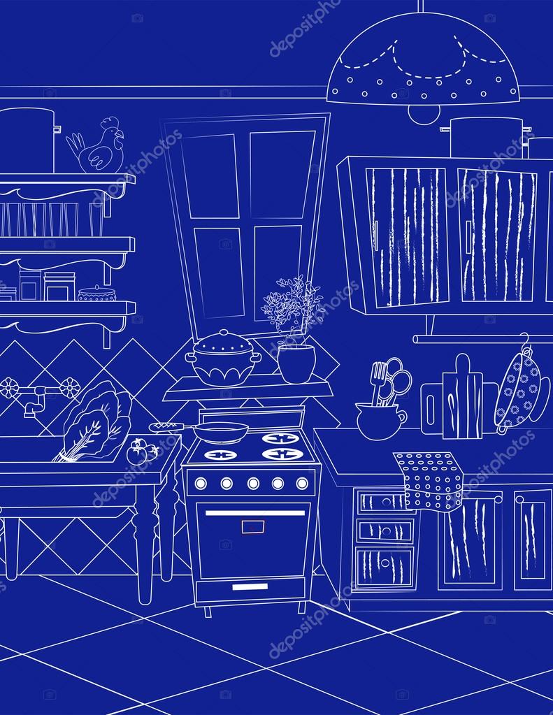 Blue kitchen vintage background Stock Vector Image by ©vylet #59535009