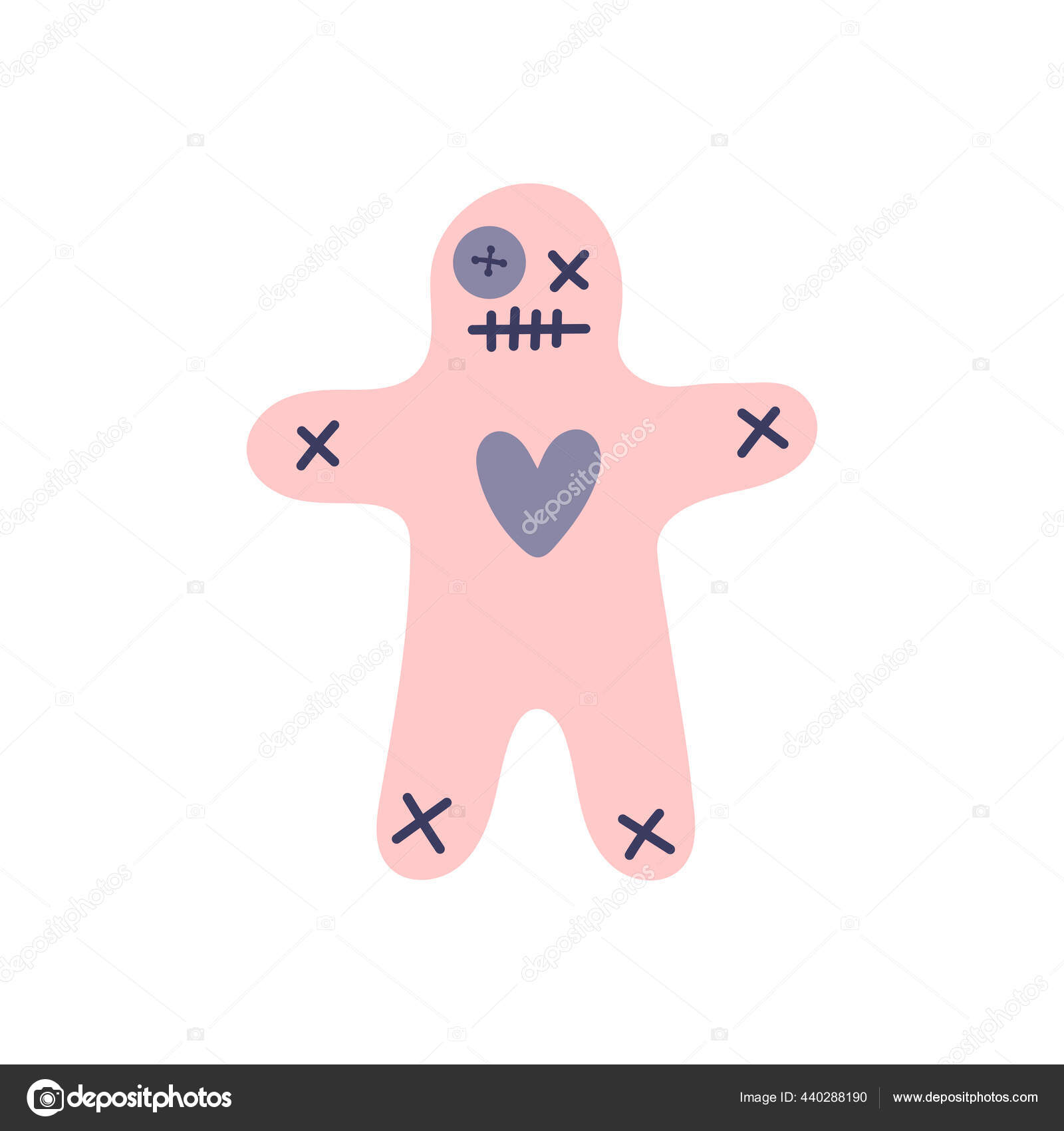 Pink voodoo doll on a white background. Magic, witchcraft., Harm ...