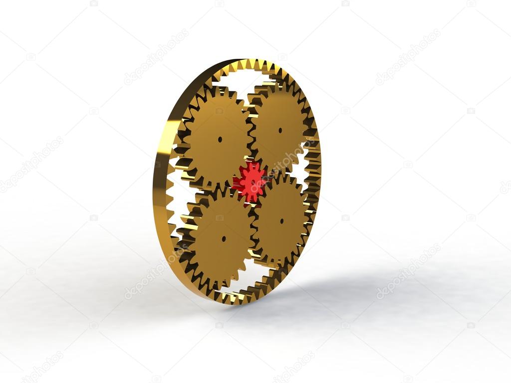 3D Gears the mechanism Isolated on white background — Stock Photo ...