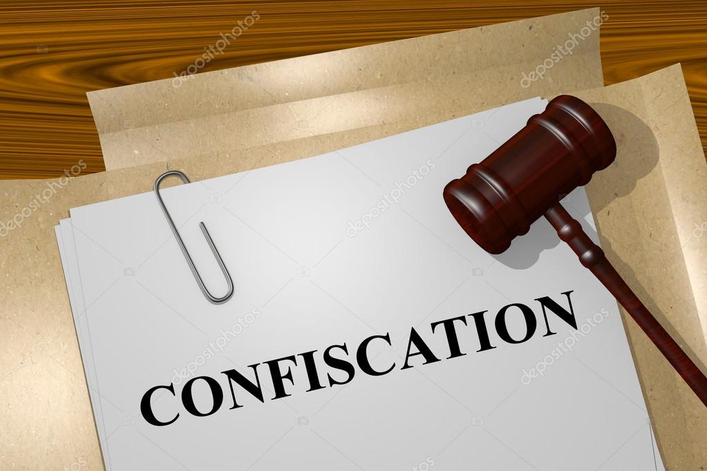 Concepto de confiscación con documentos jurídicos 2022