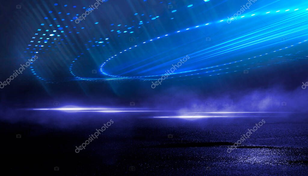 Fondo futurista de neón abstracto. Distorsión de los rayos de luz ...