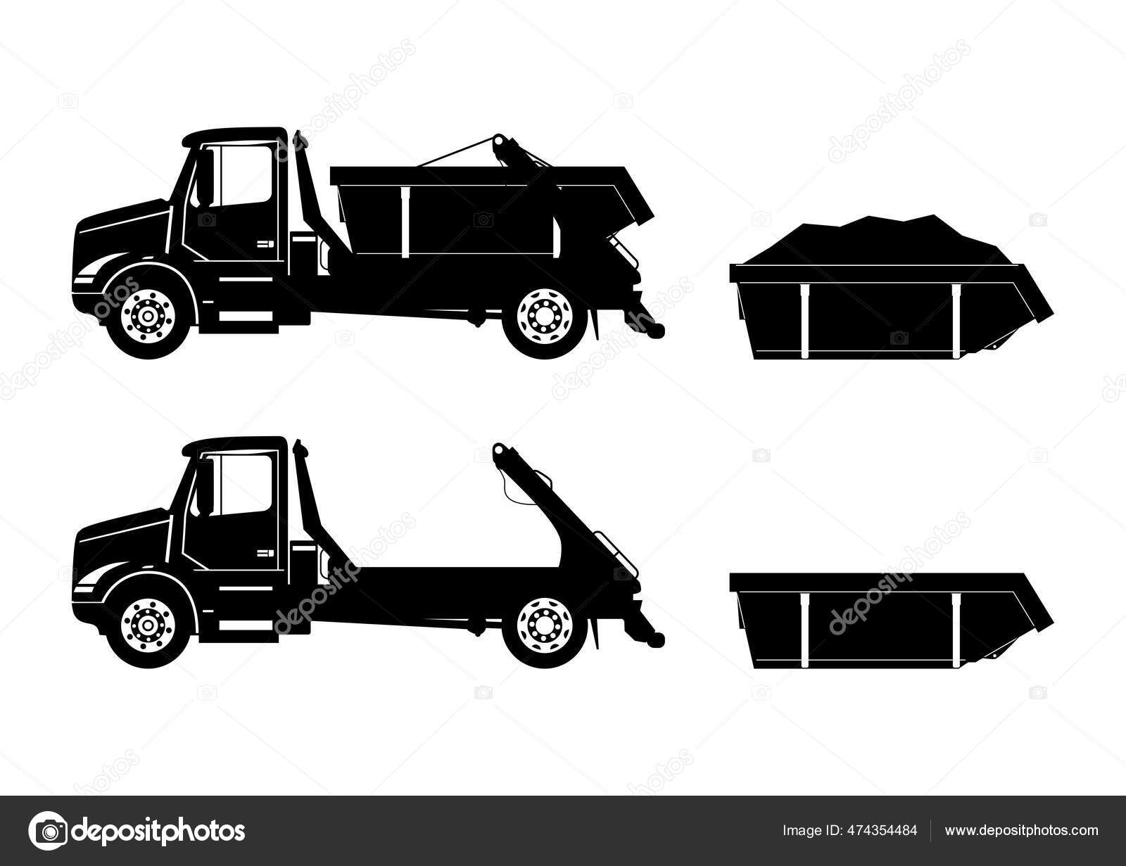 Silhuetter Lastbil Med Containrar Sidovy Platt Vektor vektor av ©norsob ...