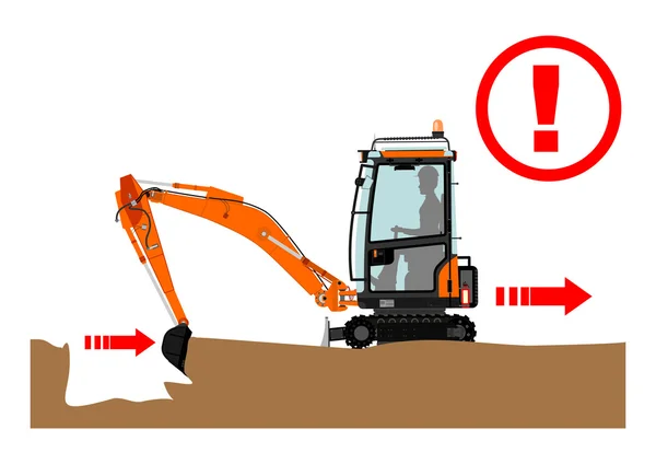 Mini Excavator Silhouette Excavators Operator Side View Flat Vector ...
