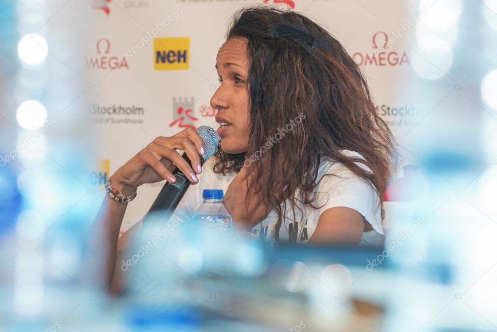Press conferance at IAAF Diamond League in Stockholm with Meraf Bahta ...