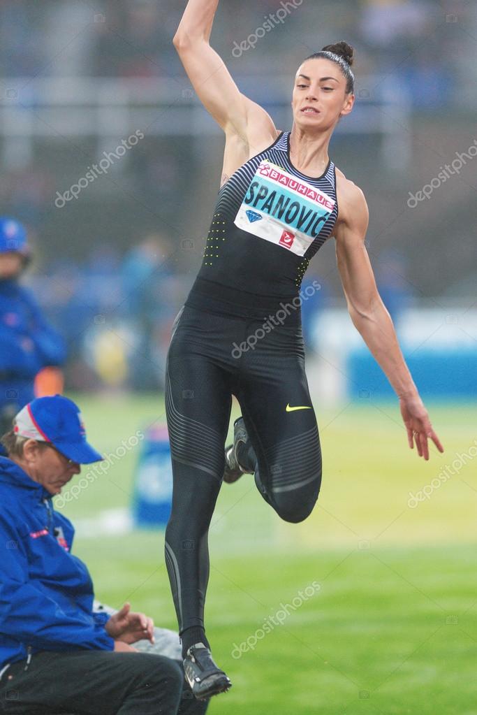 Ivana Spanovic in the long jump at the IAAF Diamond League in Stockholm ...