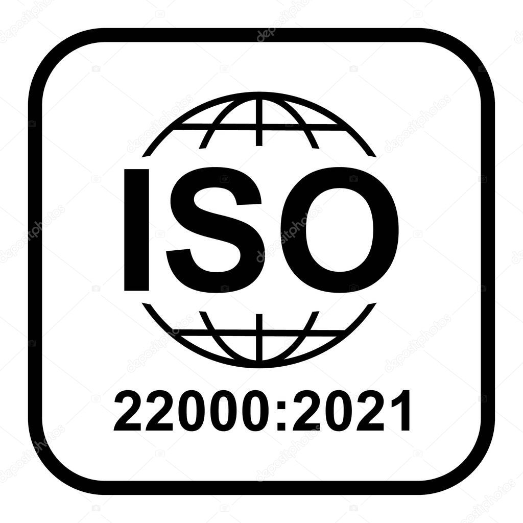 Iso 22000: 2021 icono. Sistemas de Gestión de Alimentos. Símbolo de ...
