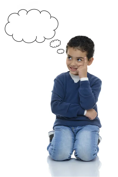 Adorable boy thinking ⬇ Stock Photo, Image by © Gelpi #9433497