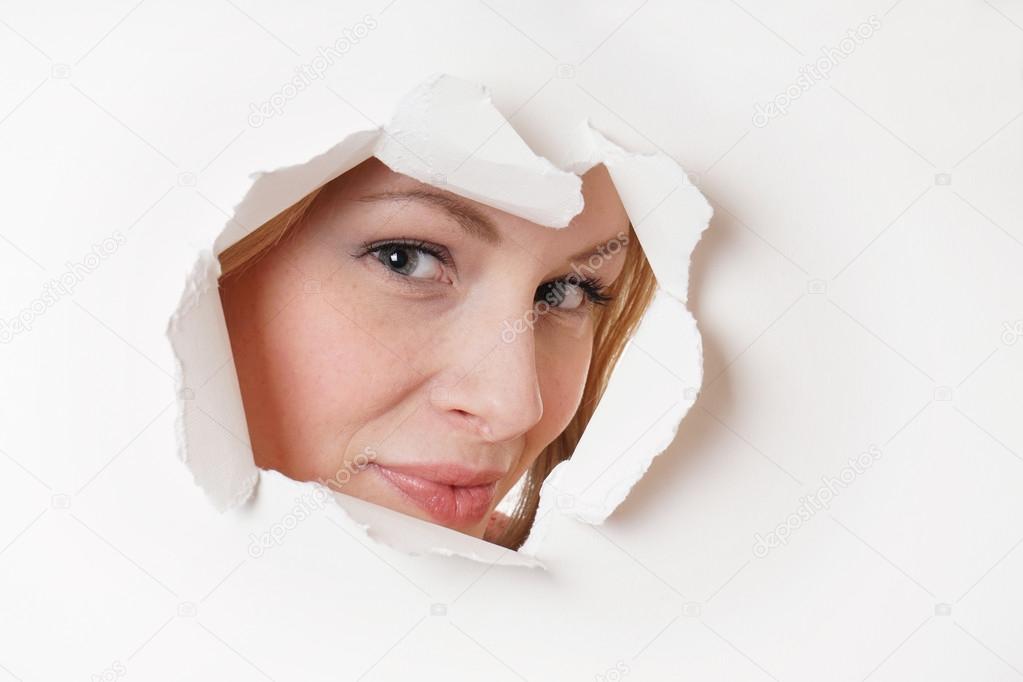 Young woman peeking — Stock Photo © buecax #66973469