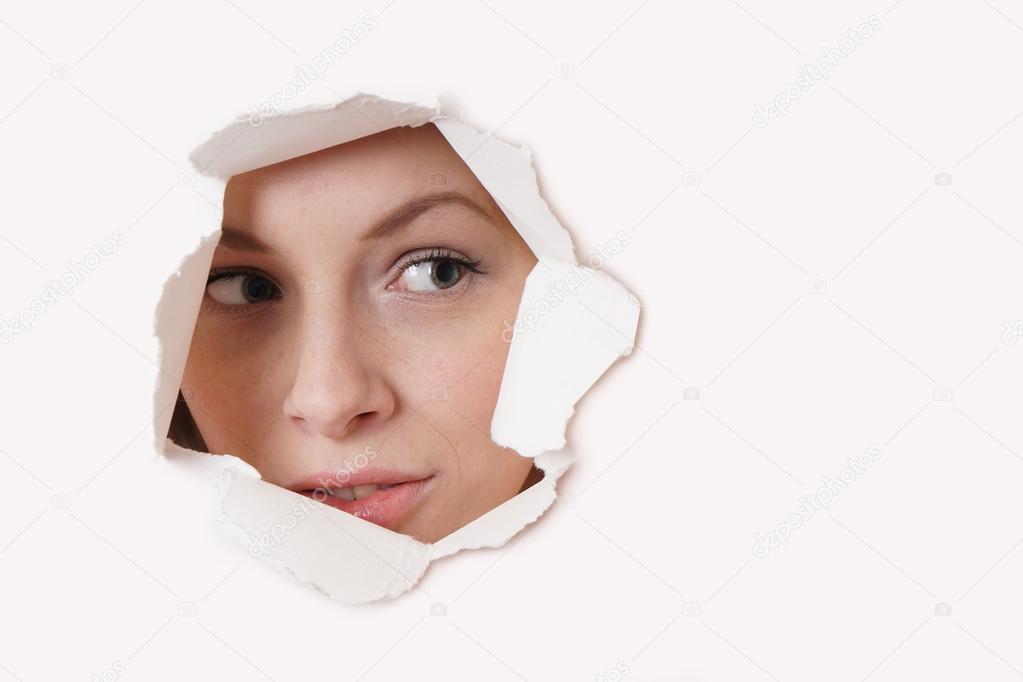 Young woman peeking — Stock Photo © buecax #68381711