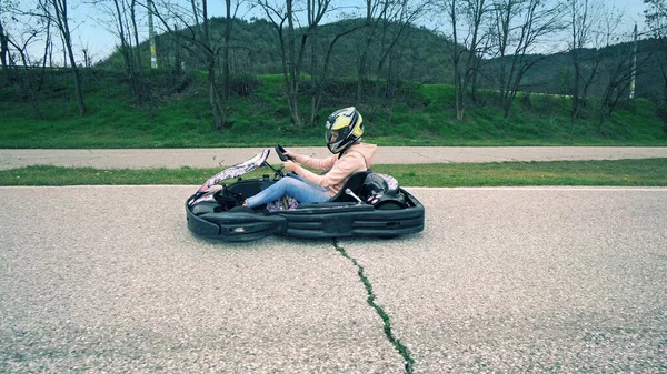 Girl Drive Kart Karting Racing Track Stock Photo by ©zefart 453446042