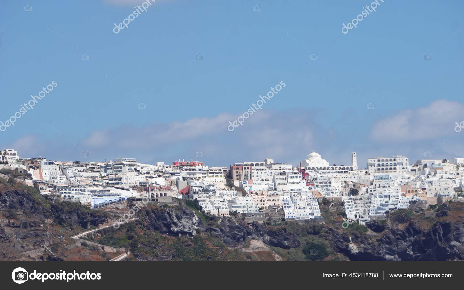 Panoramic View Sea Santorini Caldera Iconic Architecture Fira Town ...