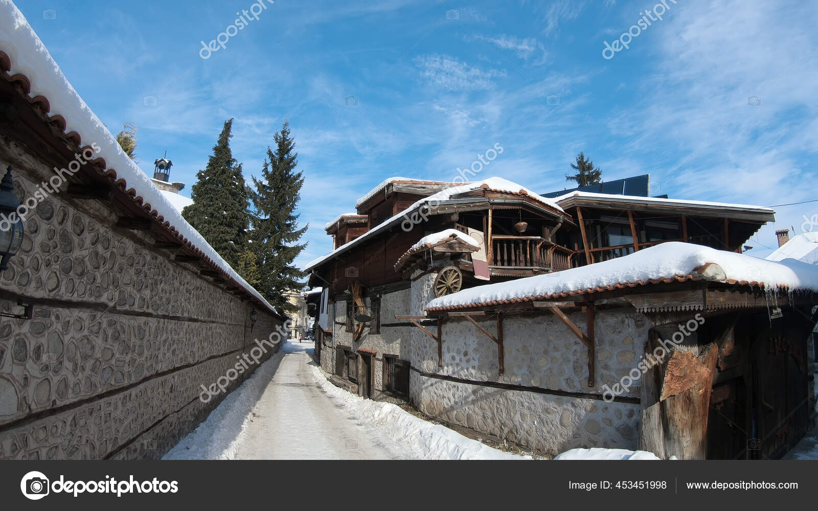 Long Back Alley Stone Pavement Old Town Bansko Bulgaria Ski Stock Photo ...