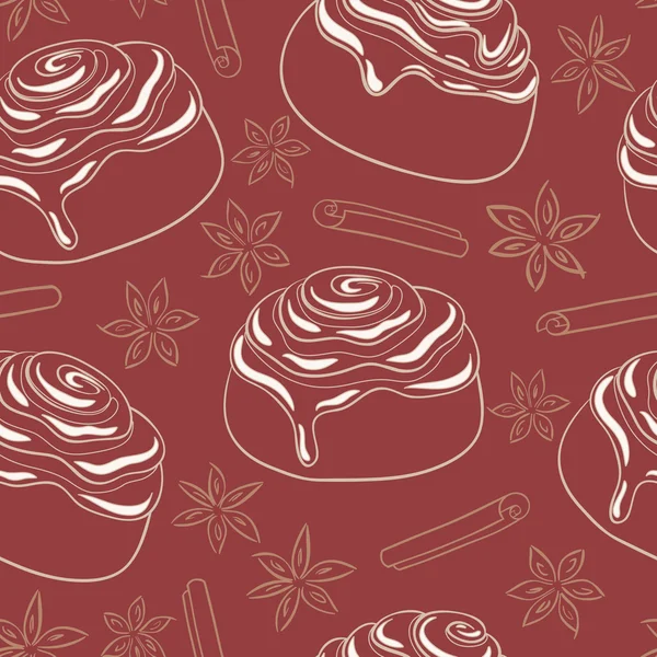 Seamless pattern with cinnamon rolls and sticks of cinnamon. Stock ...