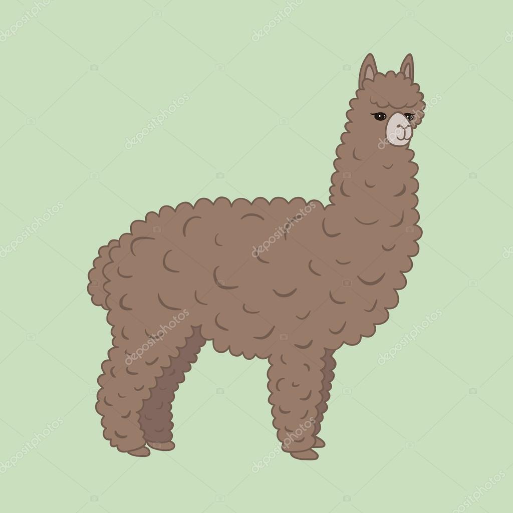 Cute furry brown alpaca. Vector illustration, eps10. Stock Vector Image ...