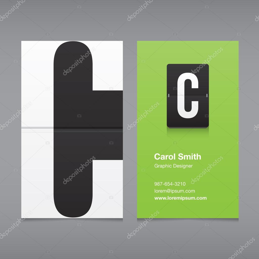 Business card with a letter logo, alphabet letter C Stock Vector Image ...