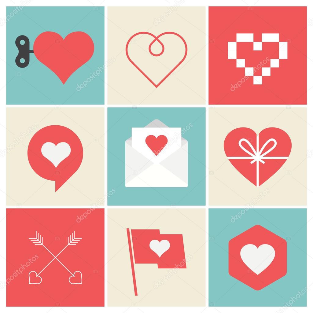 Heart icons set, ideal for valentines day and wedding. Stock Vector ...