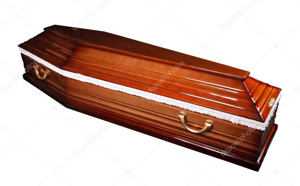 Ornate mahogany coffin casket — Stock Photo © serkucher #76262865