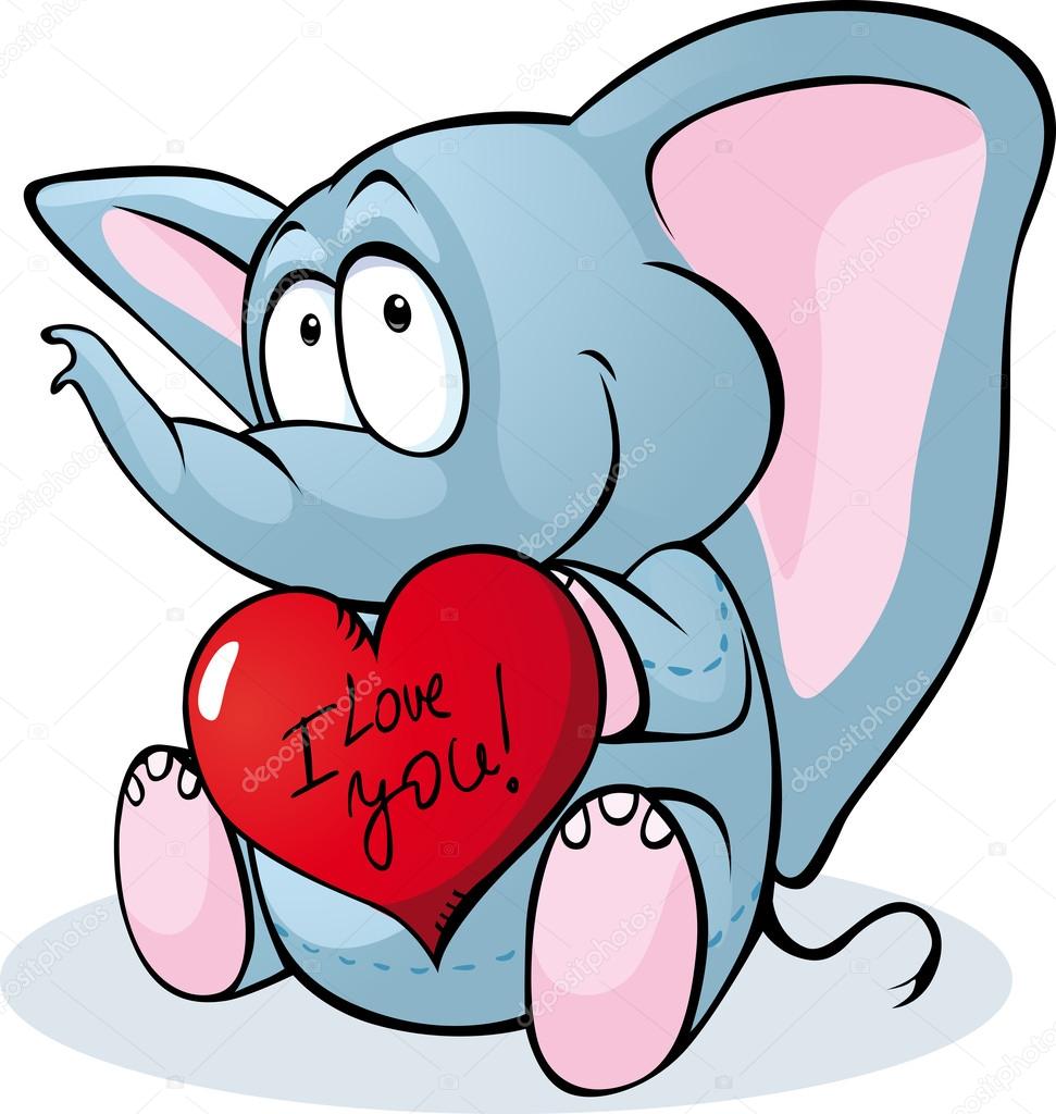 Cute Elephant Heart Cartoon