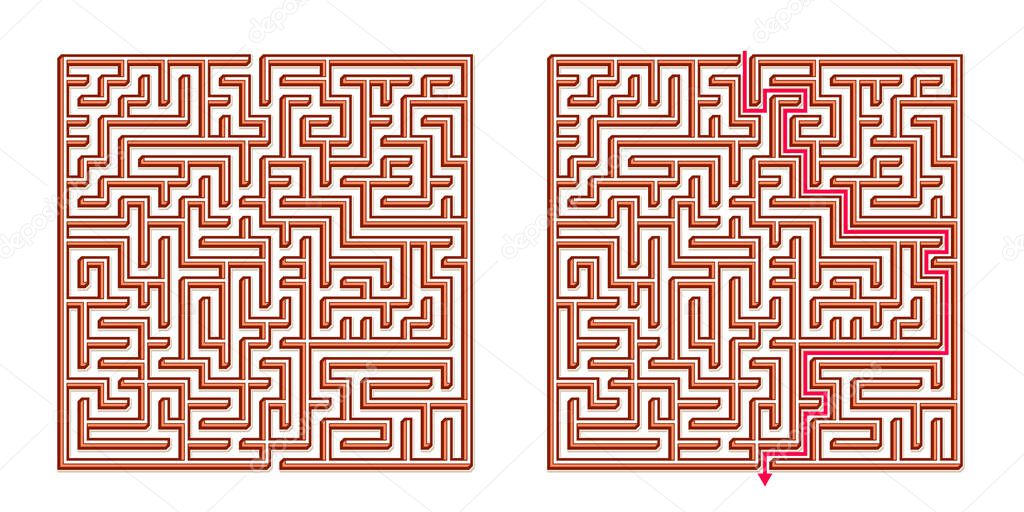 Vector 3D / Isométrico laberinto cuadrado fácil - Laberinto con ...