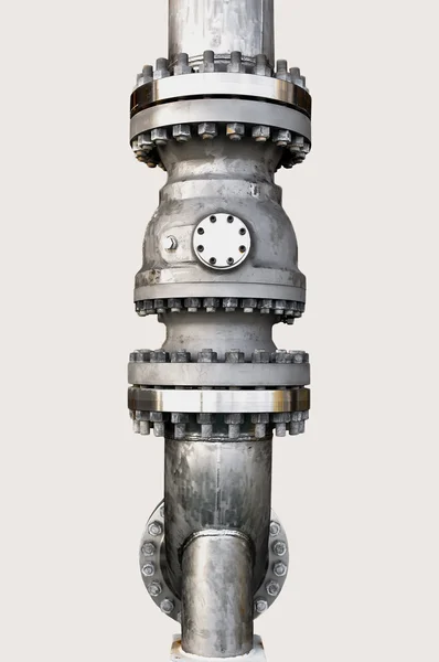 Metal pipe flanges with bolts on an isolated background, Pipe line in ...