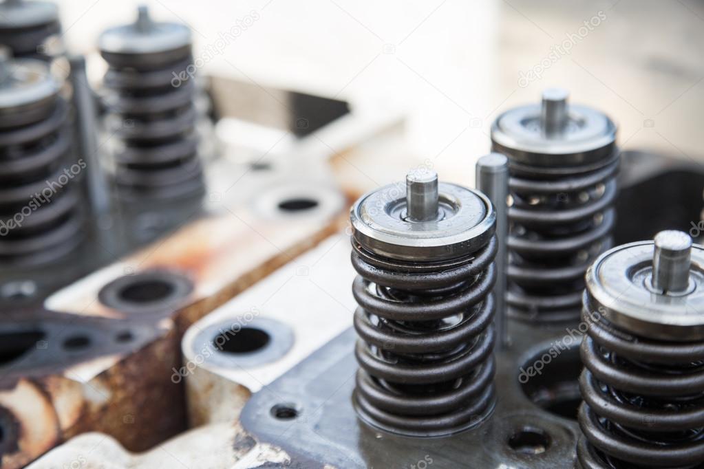 Model of a vehicle engine, engine exhaust valve and intake valve ...