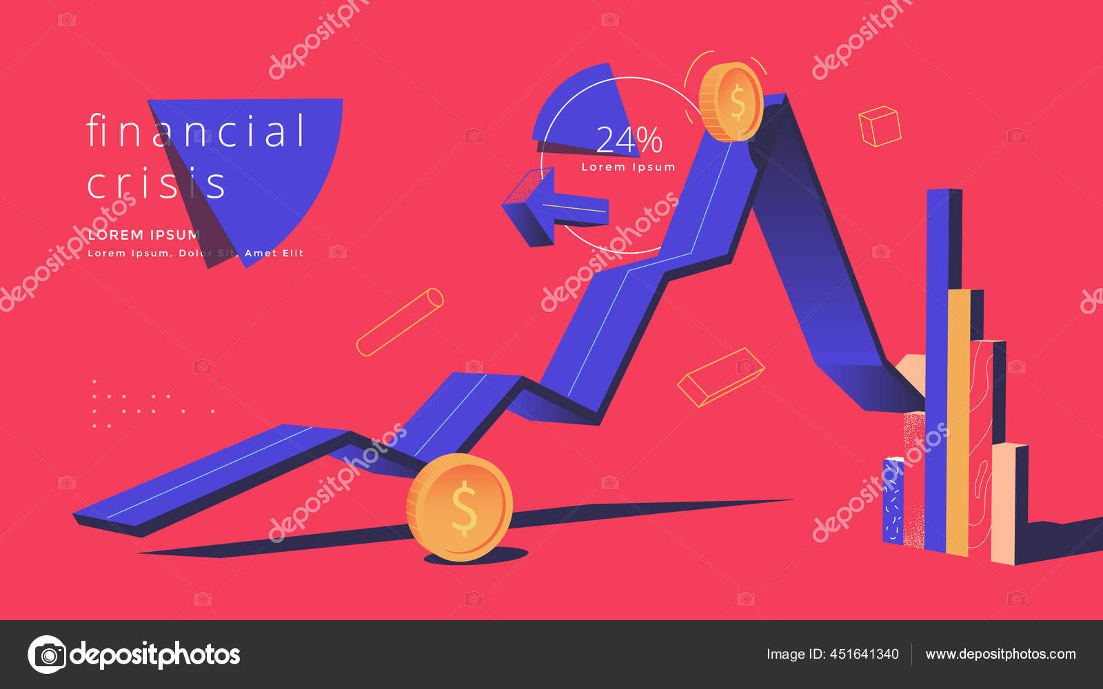 Concepto de crisis financiera con diagrama descendente Vector de Stock de ©garo_g 451641340