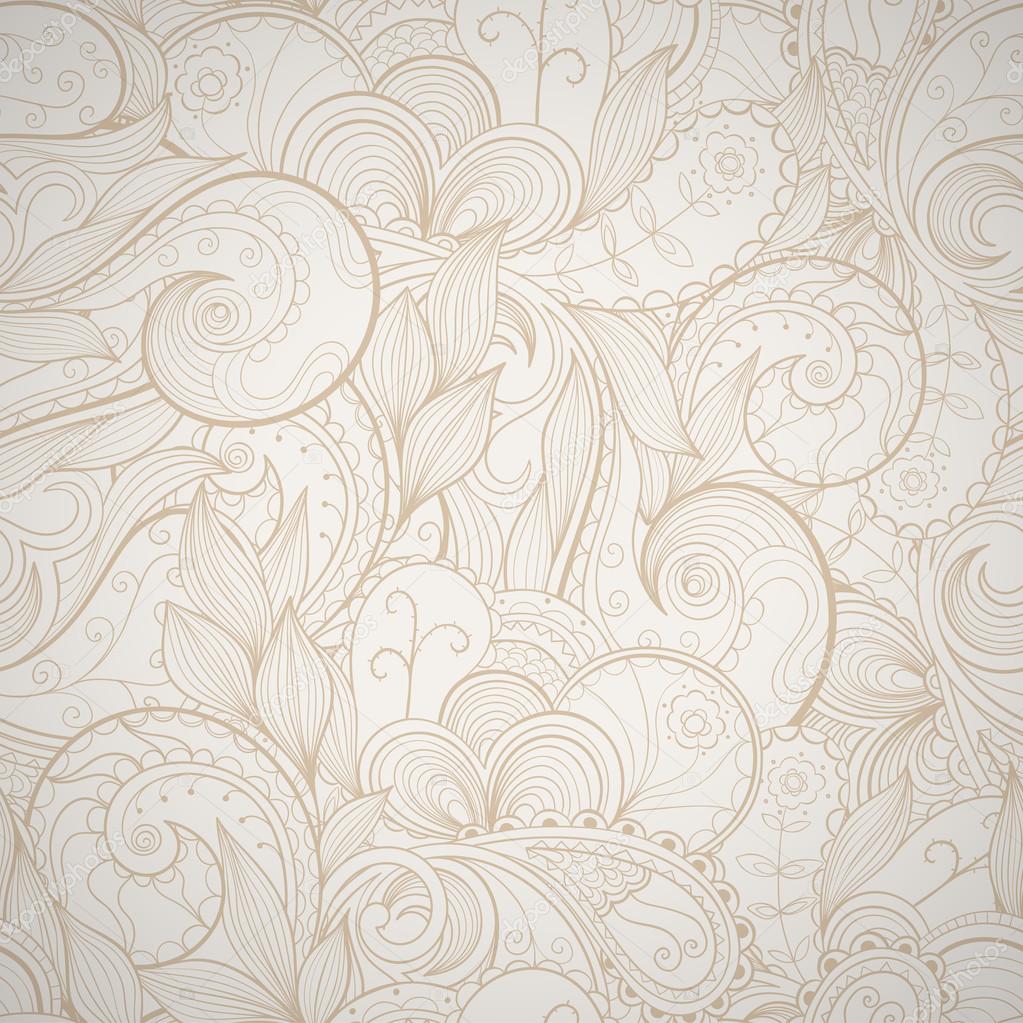 Floral abstract hand-drawn card. Vector seamless background. Stock ...