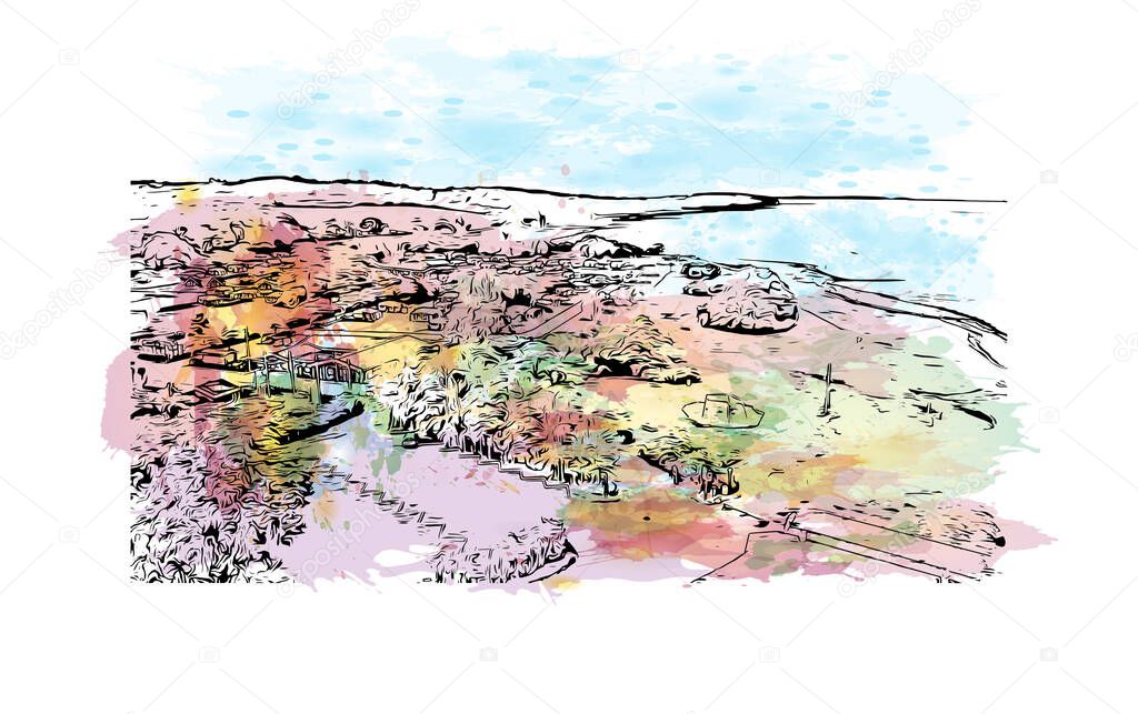 Imprimir Vista de edificio con hito de Horsens es una ciudad en ...