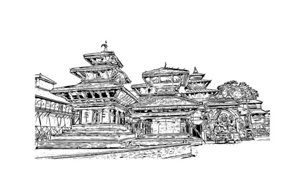 Hindu Temple Drawing